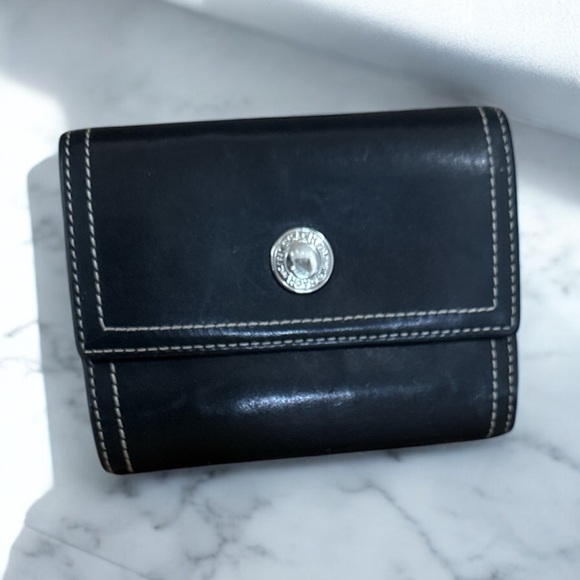 Coach | Bags | Coach Black Genuine Leather Buttonaccent Bifold ...